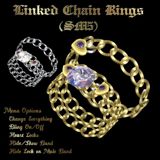 Second Life Marketplace - Soulmate 4 Linked ChainWedding Rings - Gold